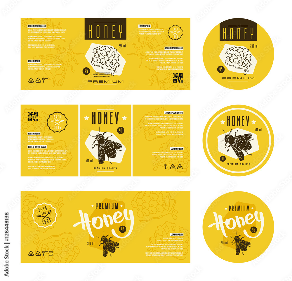 Set of templates label for honey Stock Vector | Adobe Stock