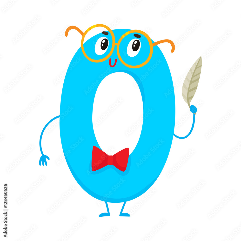 Cute and funny colorful 0 number characters, cartoon vector ...