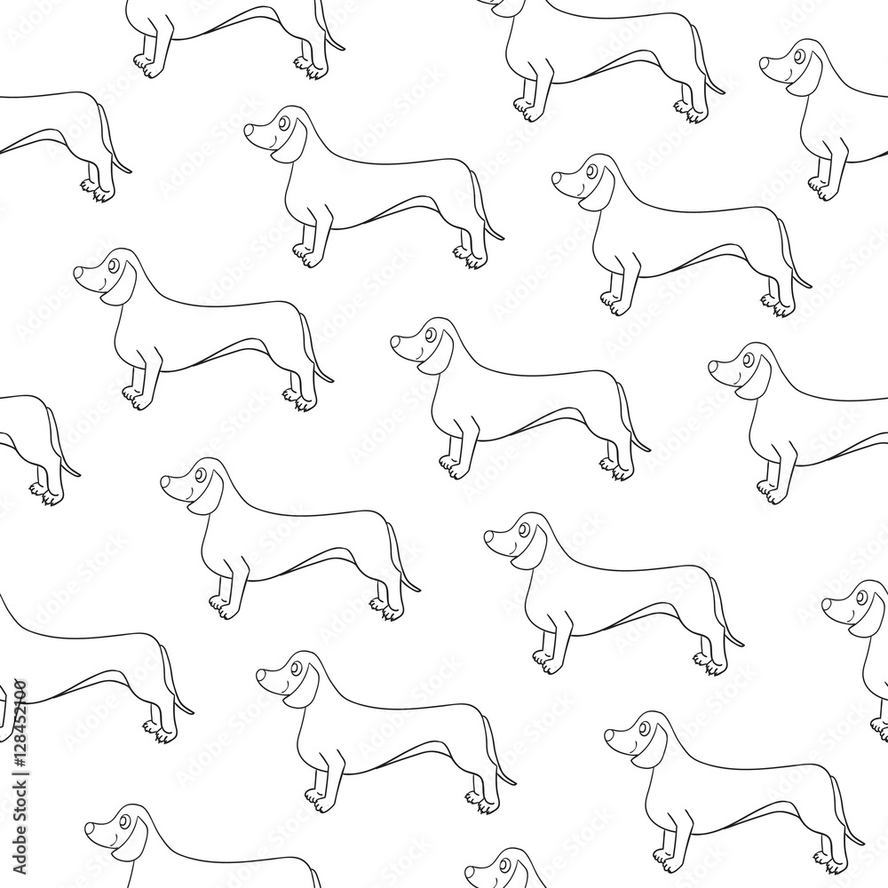 Seamless pattern with awesome contour dog. Breed dachshund. Stock ...