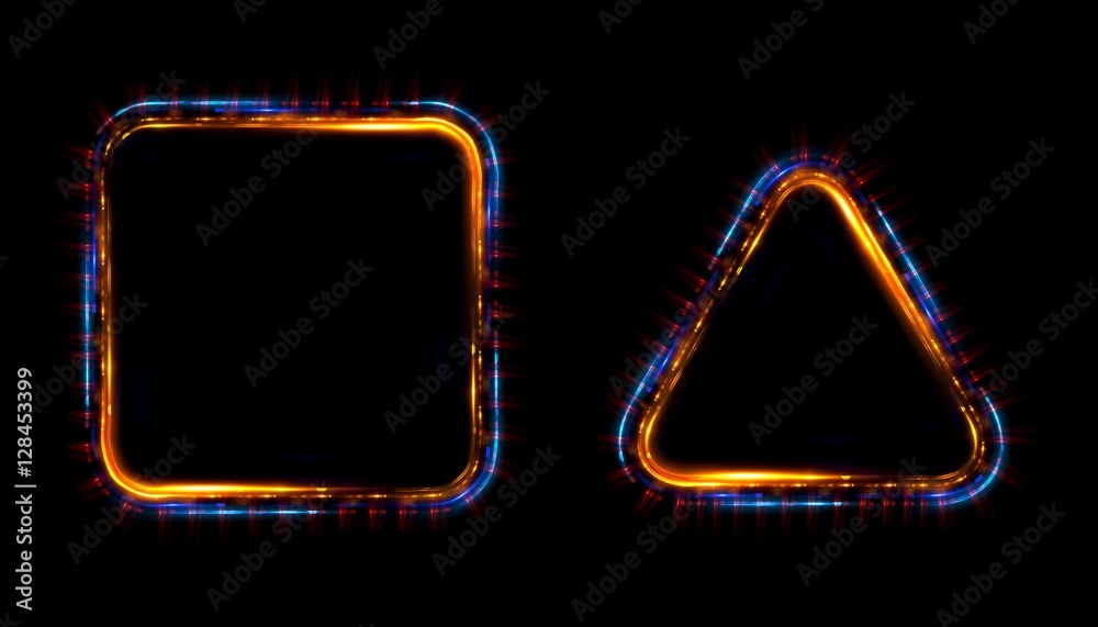 Glowing frames black background. Square glow borders. Sparkling ...