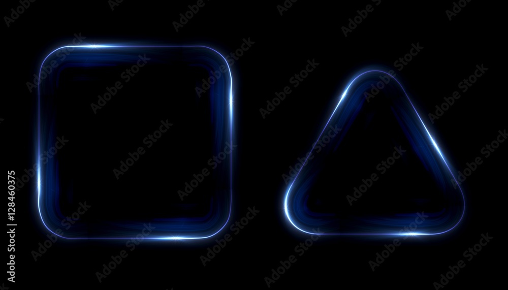 Glowing frames black background. Square glow borders. Sparkling ...