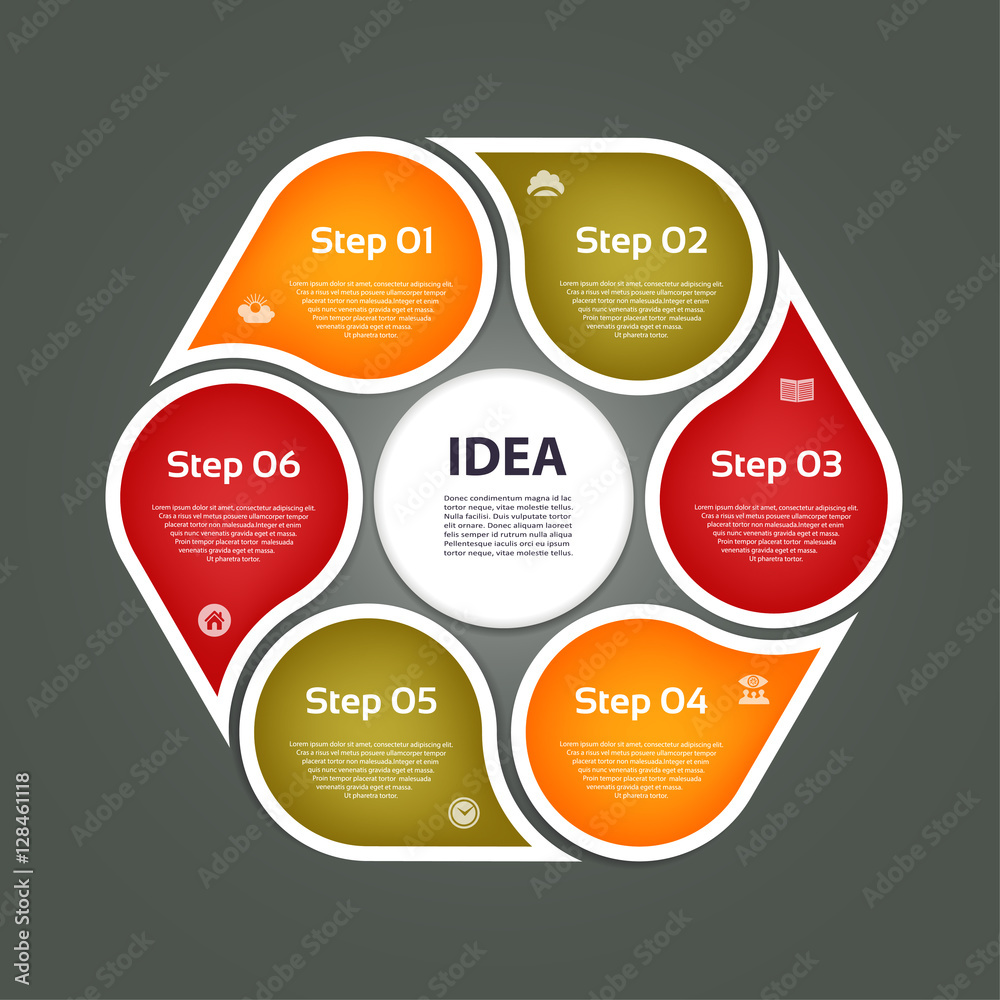 Circular arrows for infographics. Chart, graph, diagram with 6 steps ...