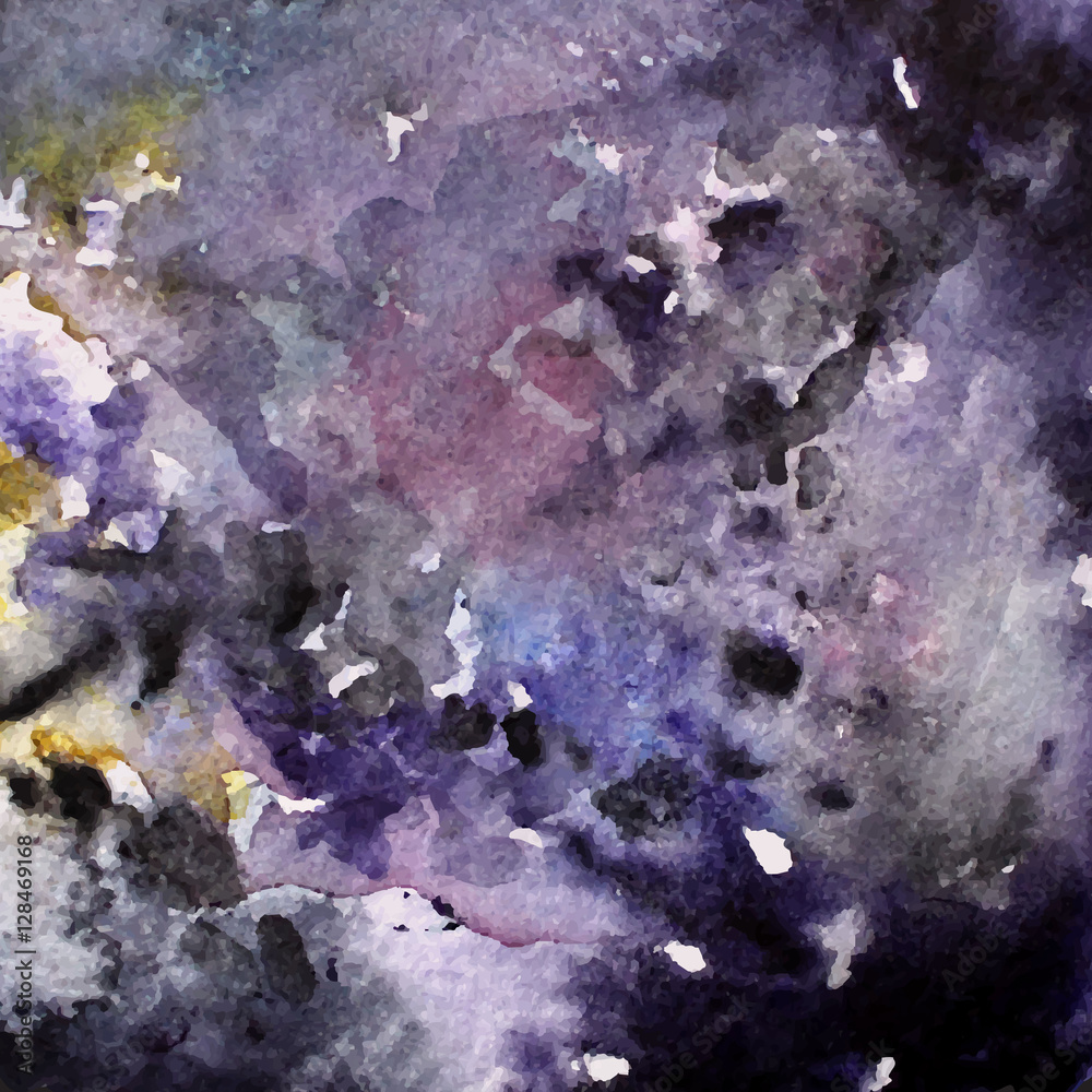 Watercolor space texture with glowing stars. Night starry sky with ...