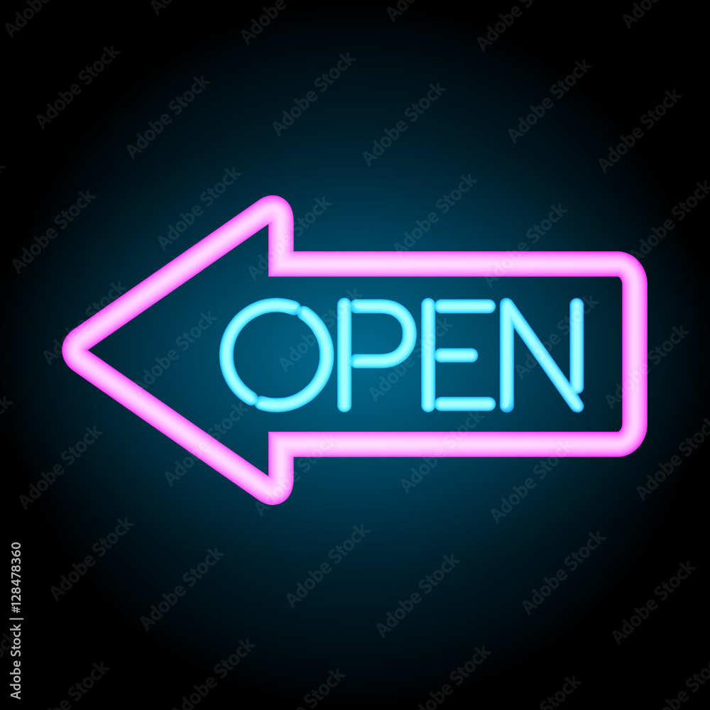 Neon Open Arrow Sign
