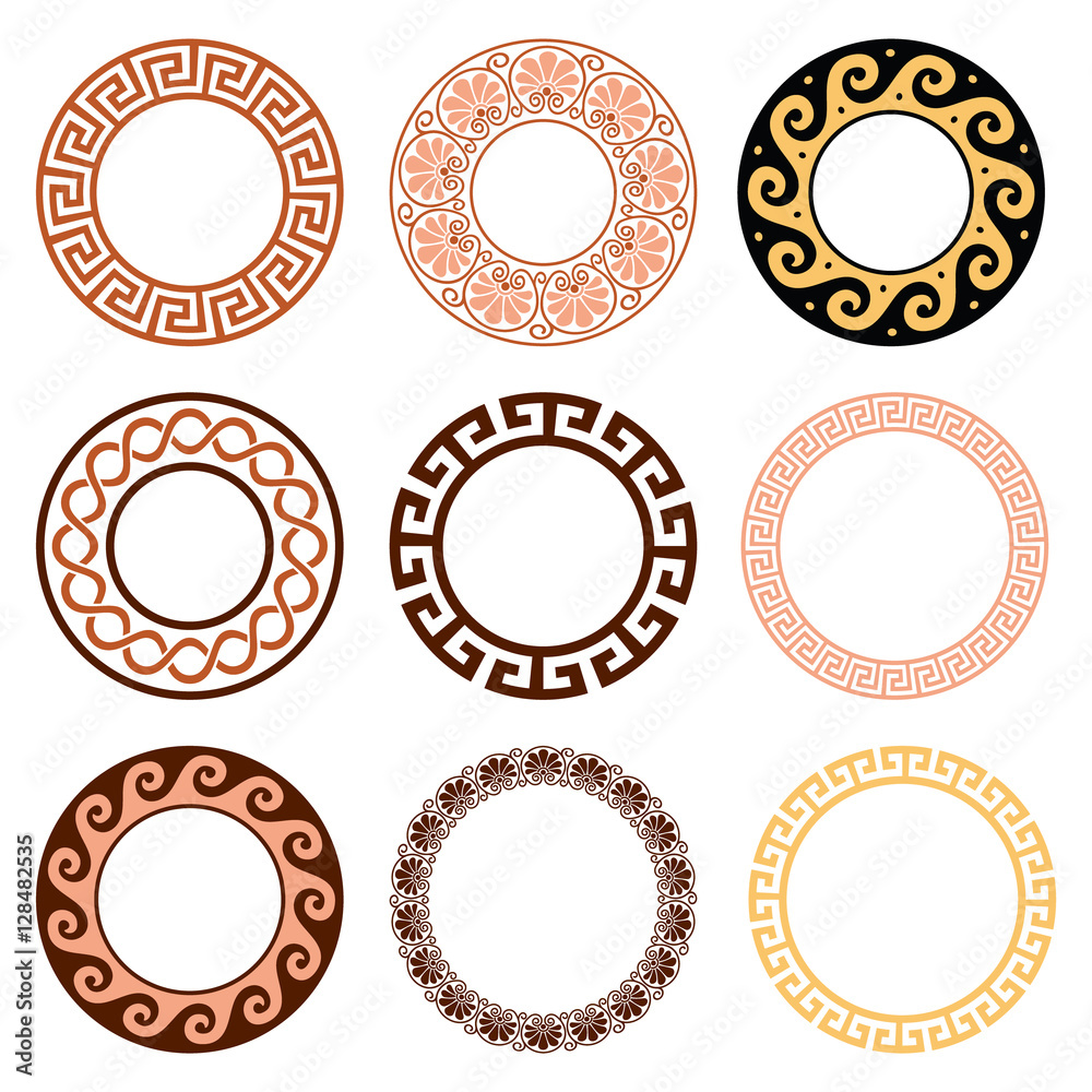 Ancient Greek round pattern - seamless set of antique borders from ...
