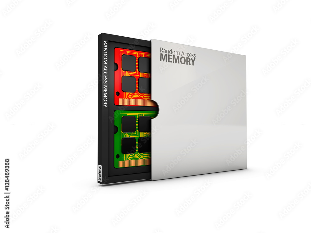 Photo 3d illustration of box with Computer Random Access Memory (RAM ...