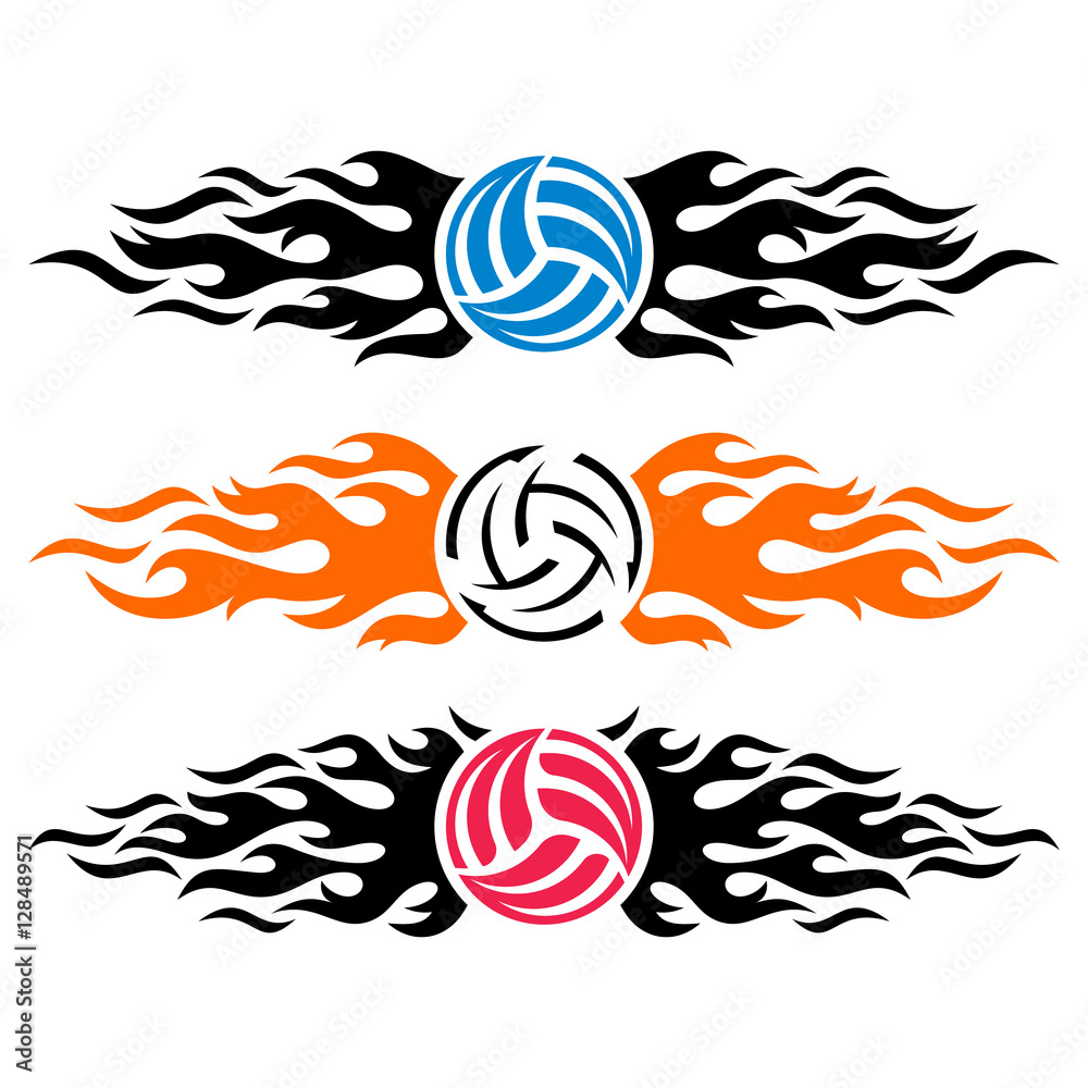 Volleyball ball flaming vector logo templates Stock Vector | Adobe Stock