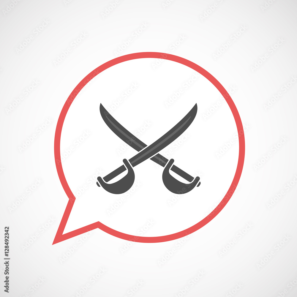 Isolated balloon with two swords crossed Stock Vector | Adobe Stock