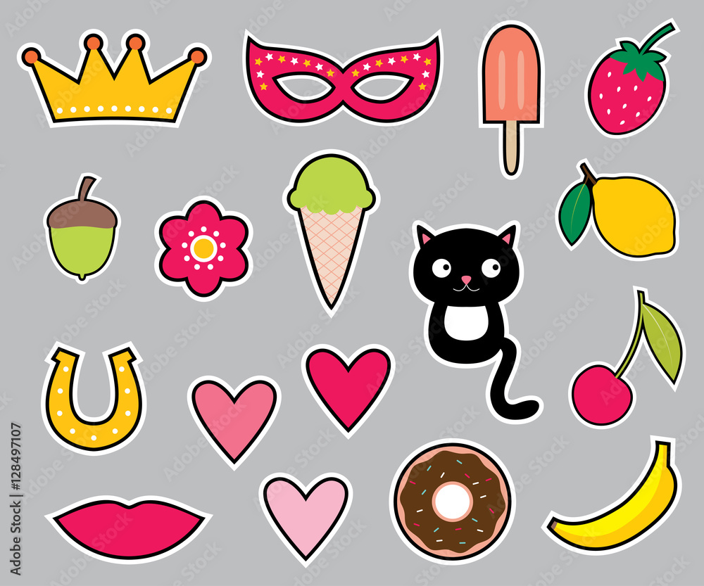 Colorful stickers set Stock-Vektorgrafik | Adobe Stock