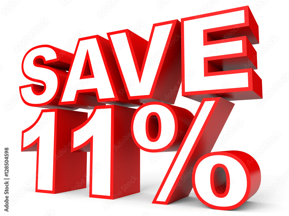 Discount 11 percent off. 3D illustration on white background. Stock ...