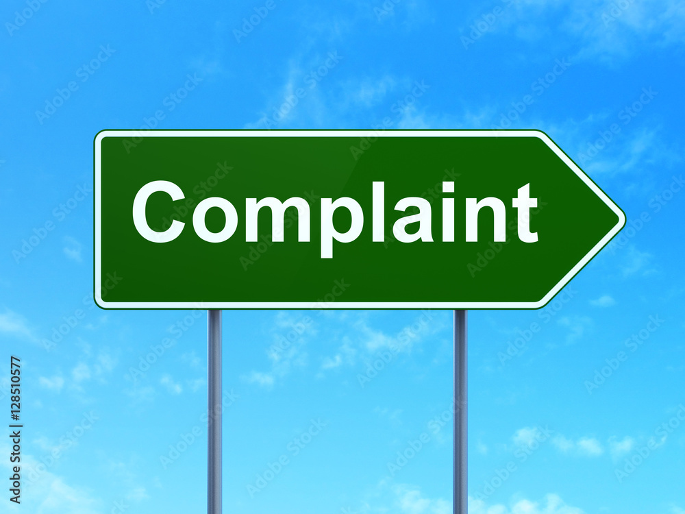 Law concept: Complaint on road sign background Stock Illustration ...