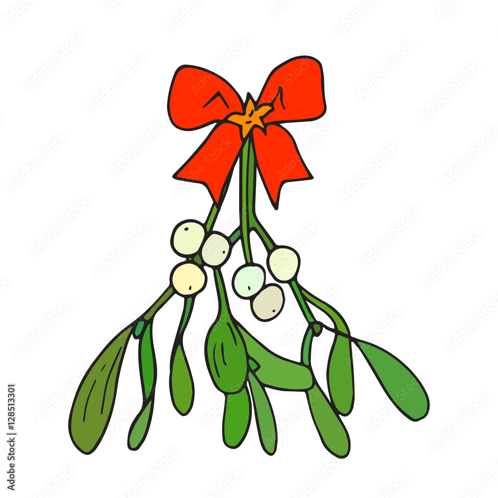 Christmas mistletoe berry. Sketch. Stock Vector | Adobe Stock