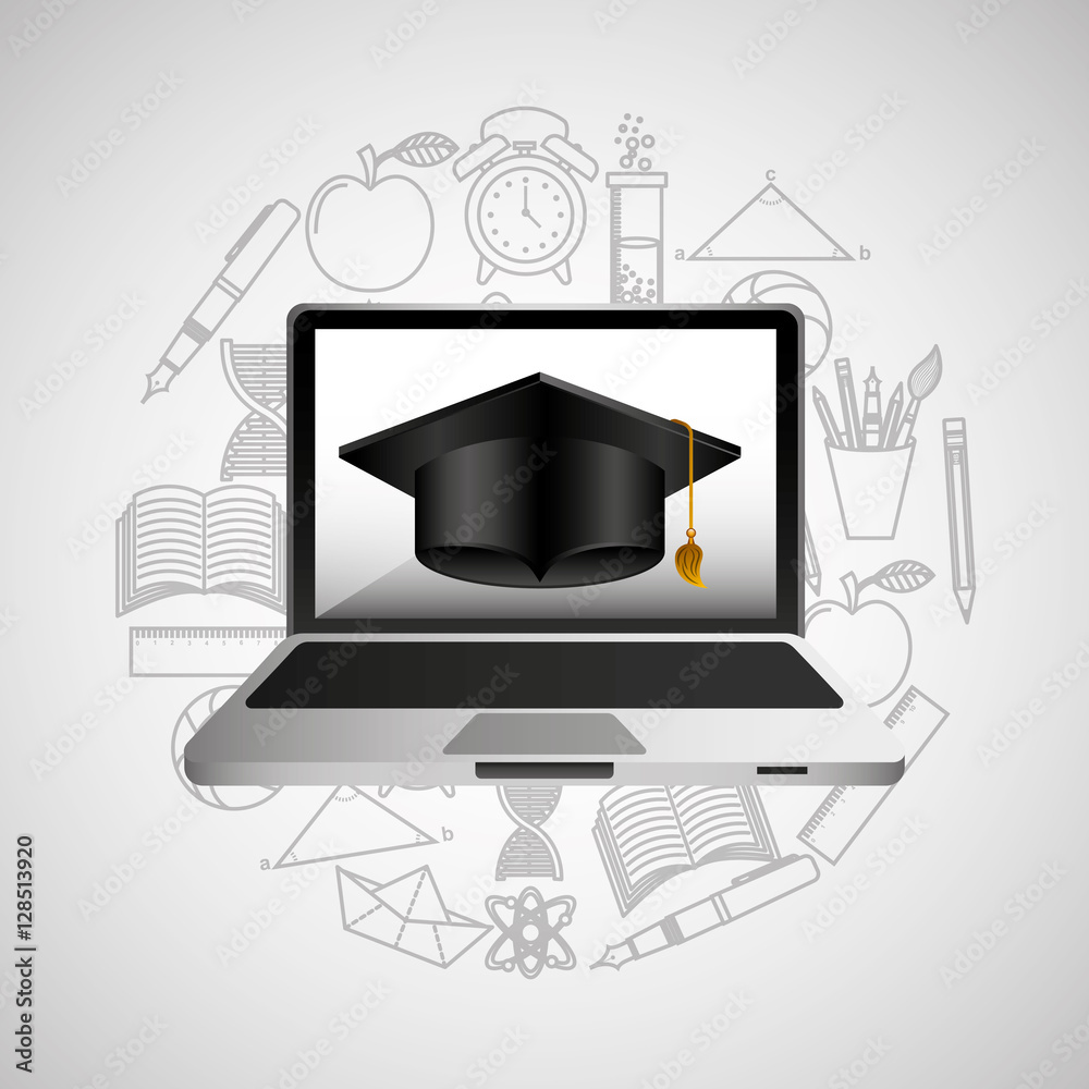 eduation online concept technology school background vector ...