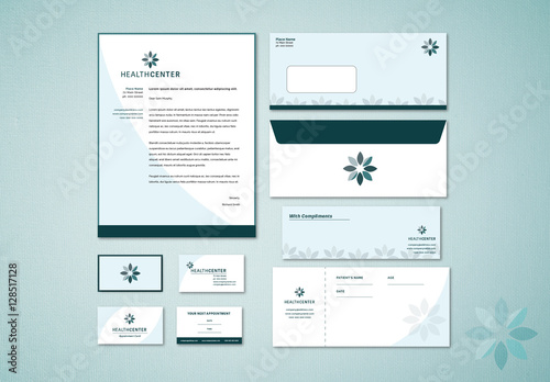 Health and Wellness Branding Stationery Layout Kit Stock Template ...