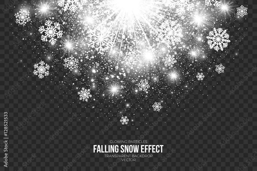 Falling Snow Effect on Transparent Background Vector Illustration ...