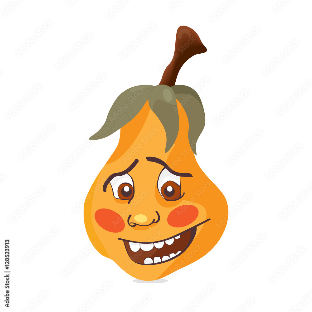 Vector fruit illustration. Smiling Pear Face. Anthropomorphic Pear ...