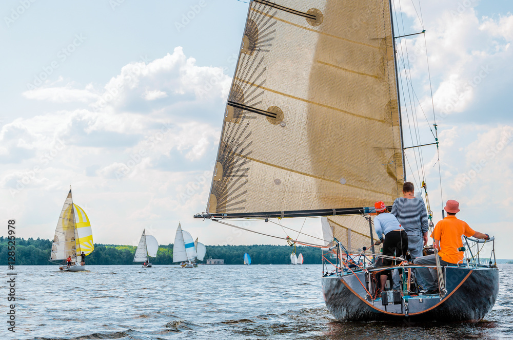 Match race.Sailing yacht race, picture with space for text or logos ...