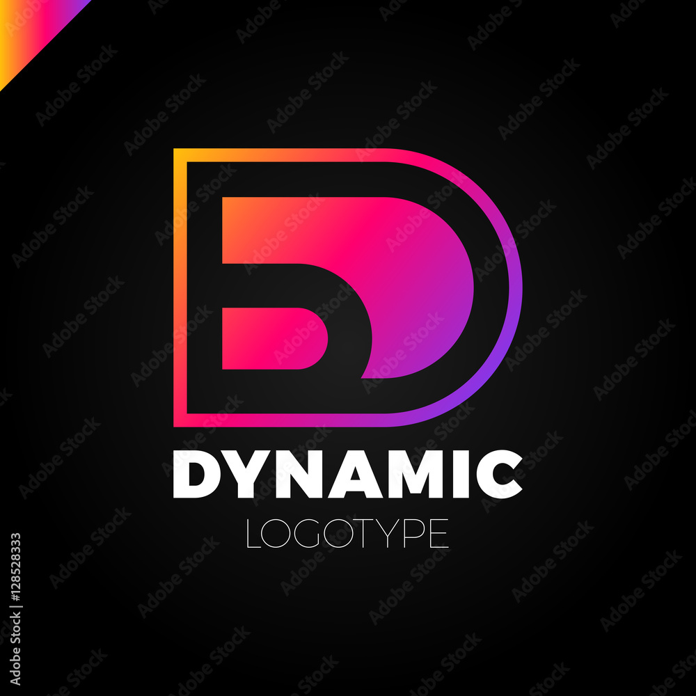 Dynamic Letter D logo in negative space icon design template elements ...