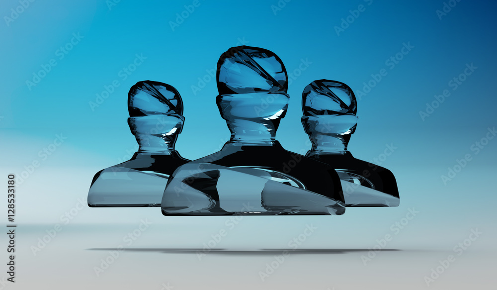 Abstract shiny glass avatar grouped together 3D rendering Stock ...