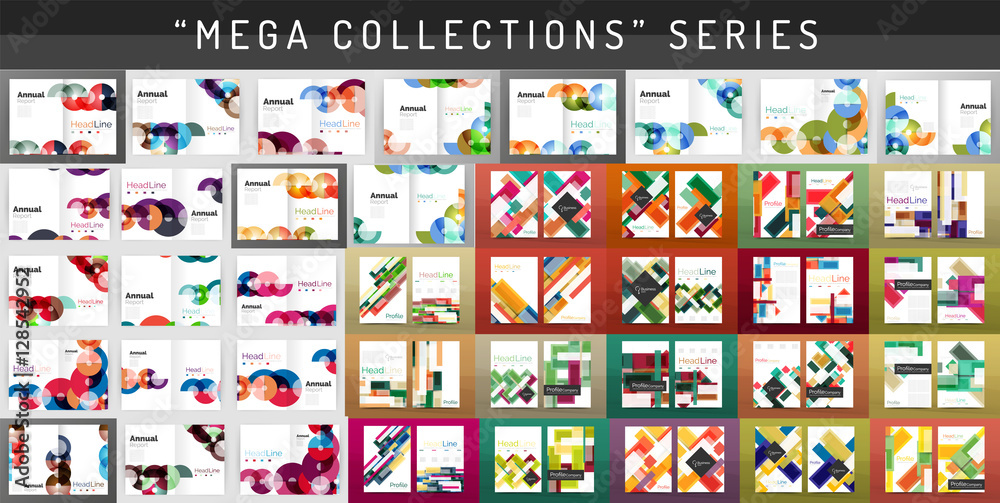 Mega collection business annual report brochure templates Stock Vector ...