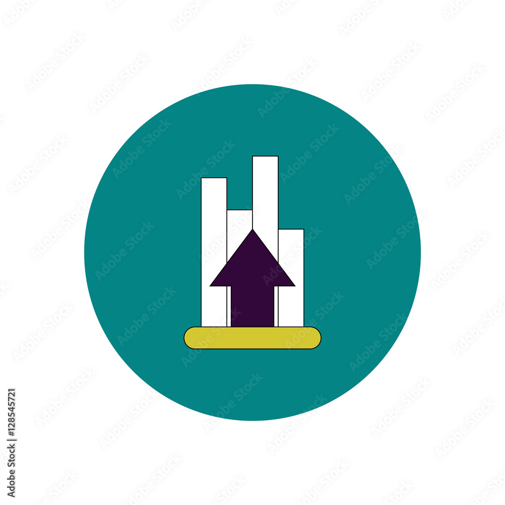 Vector illustration in flat design of column chart with arrow up Stock ...