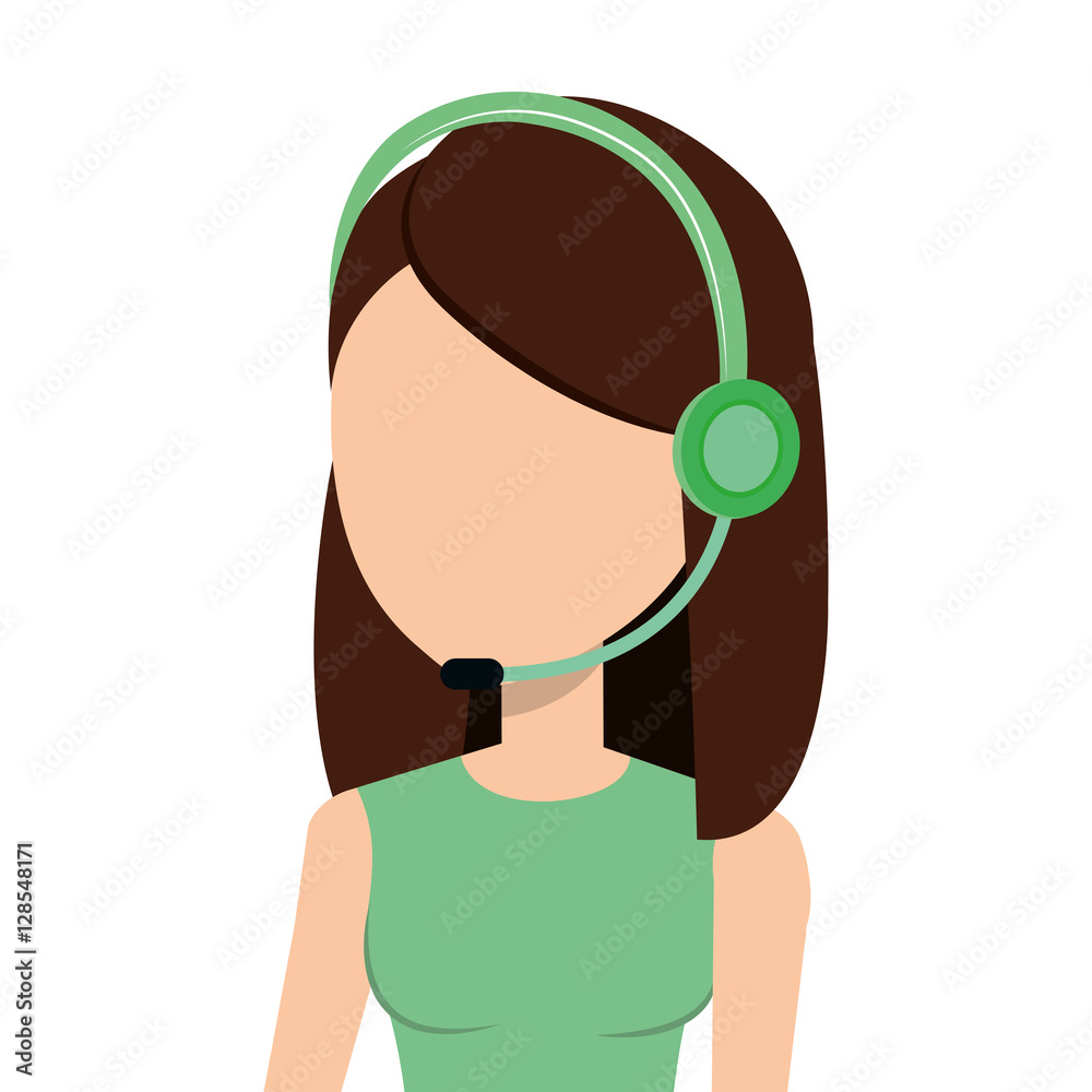 businesswoman character with headset icon vector illustration design ...