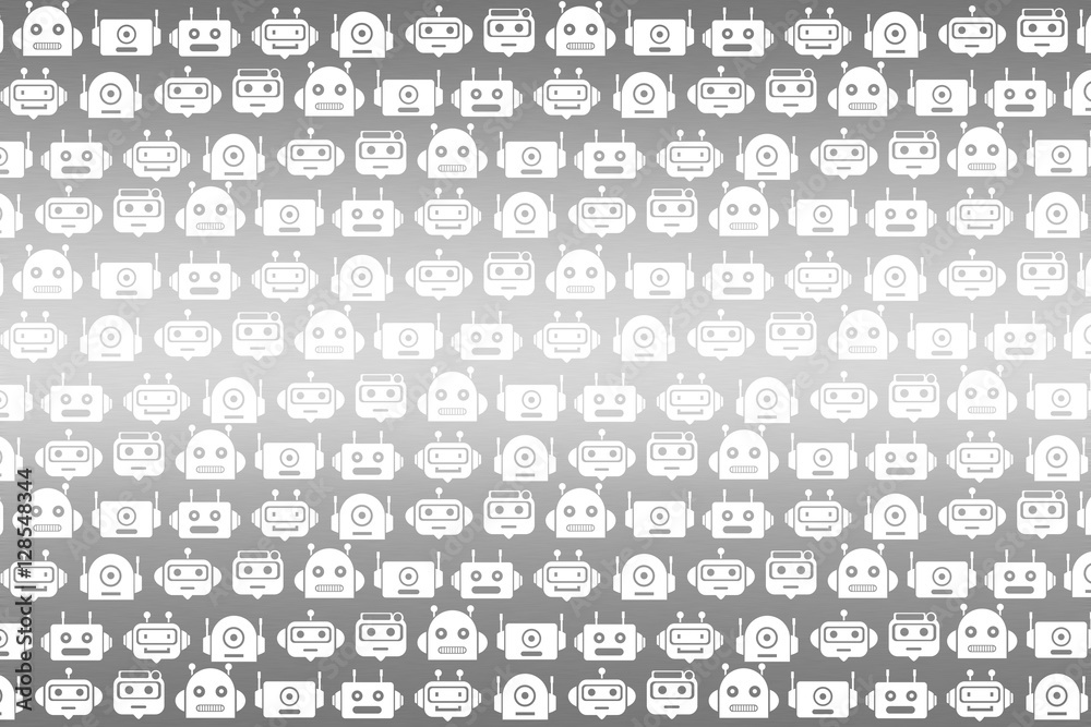 Chatbot , Robo everywhere and future marketing concept. Icons of robots ...