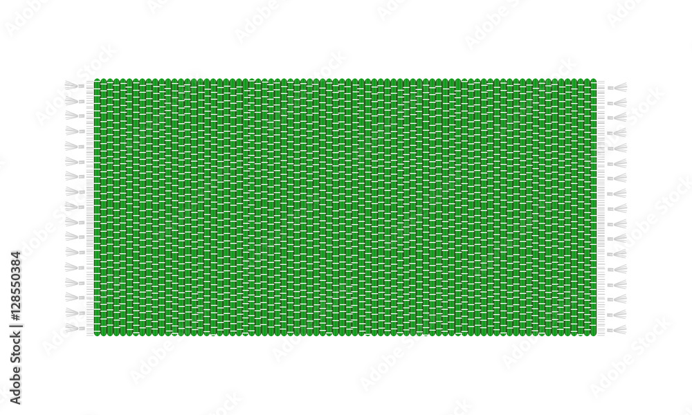 Green carpet vector illustration, isolated on white background. Rug top ...