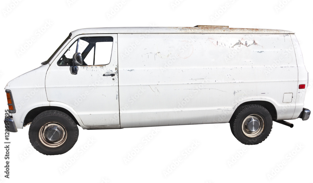 White Delivery Van Side View
