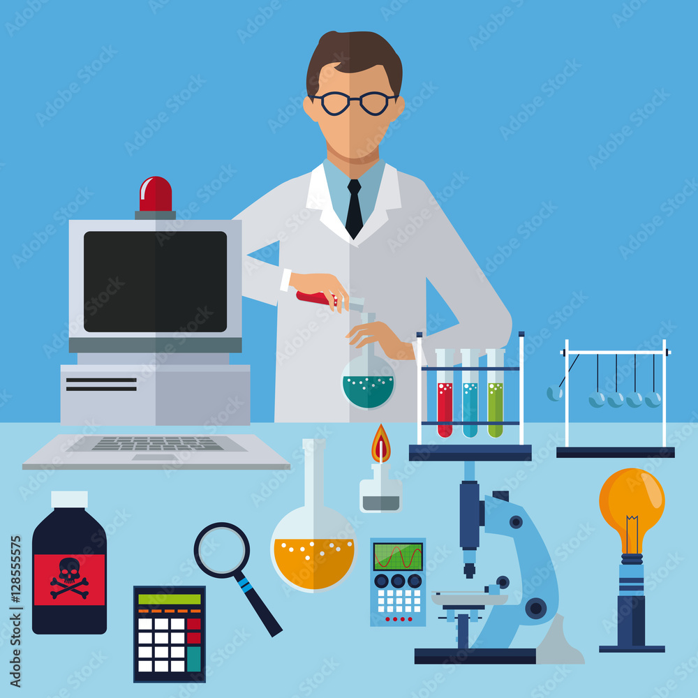 medical scientist experiment laboratory working vector illustration eps ...