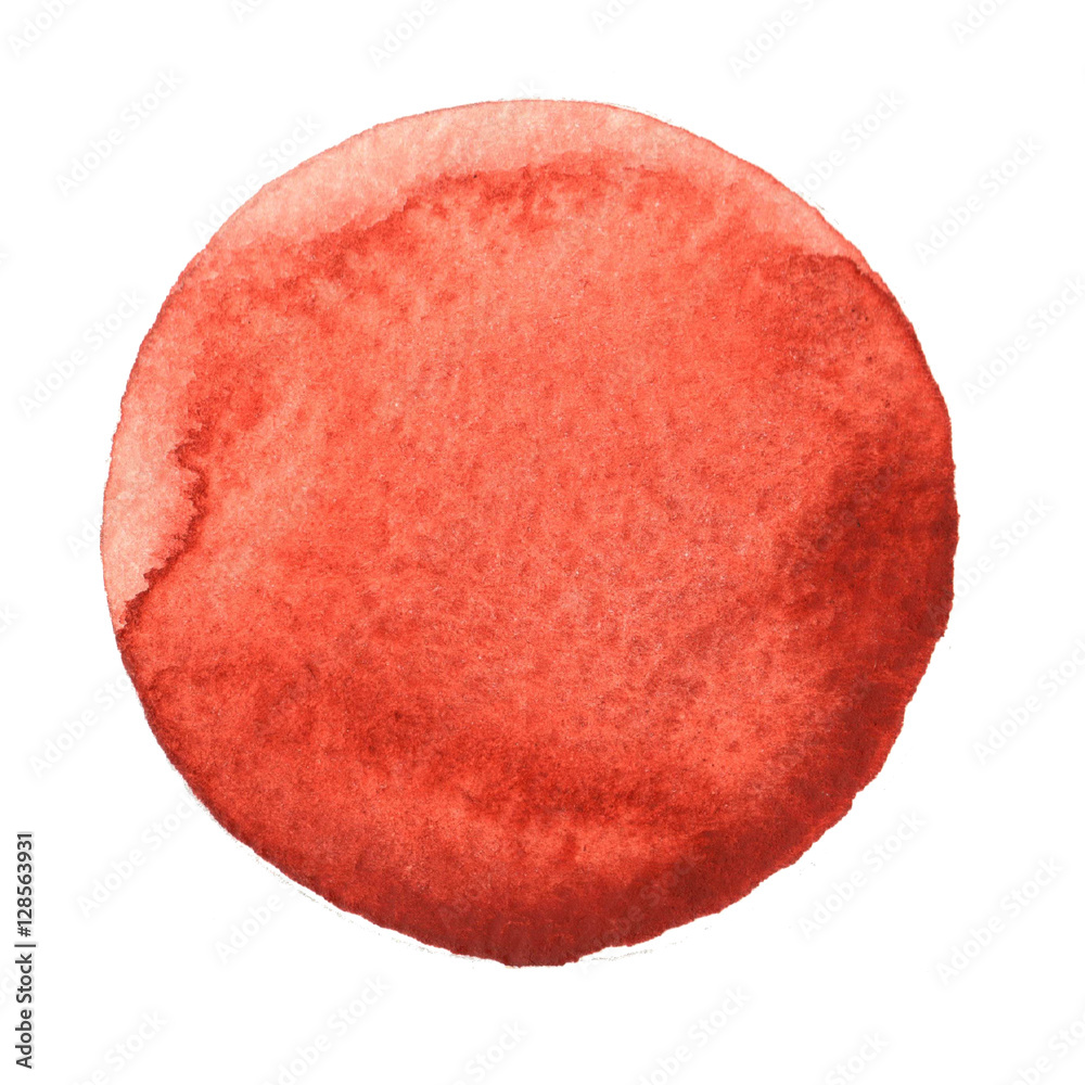 Brown circle painted with watercolors isolated on a white background ...