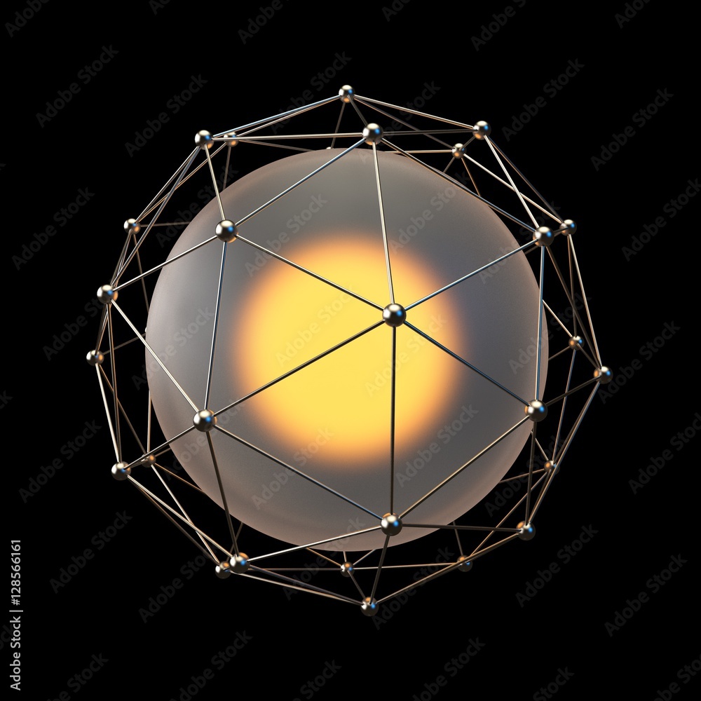 Abstract 3d rendering of sphere in empty space. Futuristic shape ...