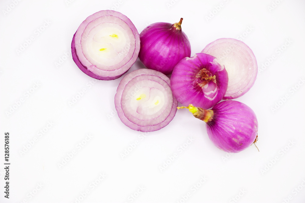 French red shallot on white background Stock Photo | Adobe Stock