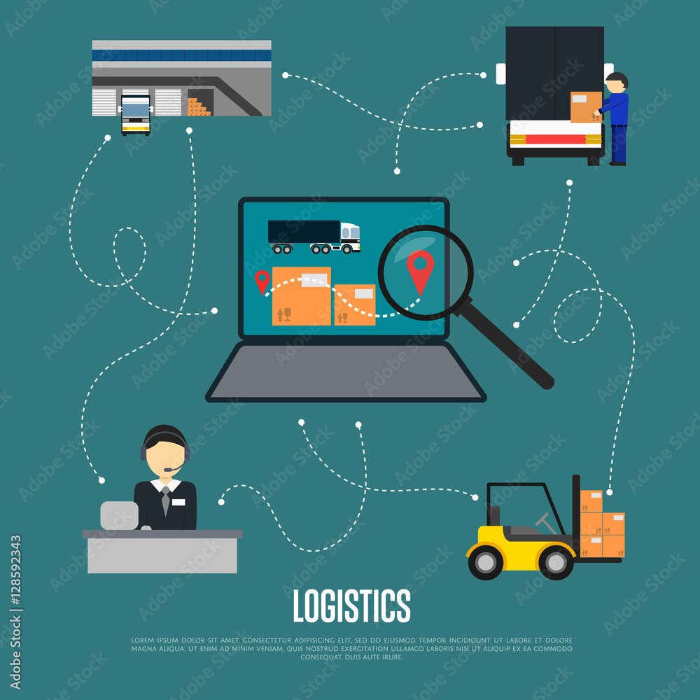 Logistics and freight shipment flowchart vector illustration. Services ...