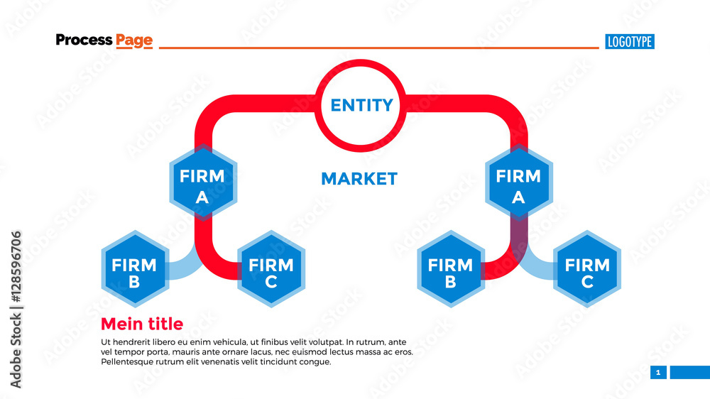 Hexagons Flowchart Slide Template Stock Vector | Adobe Stock