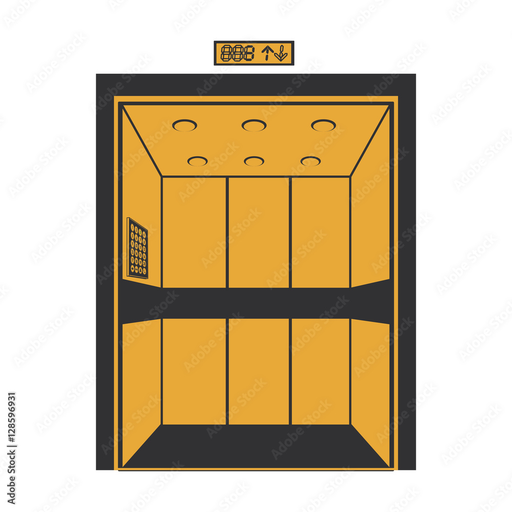 silhouette elevator with background black and yellow vector ...