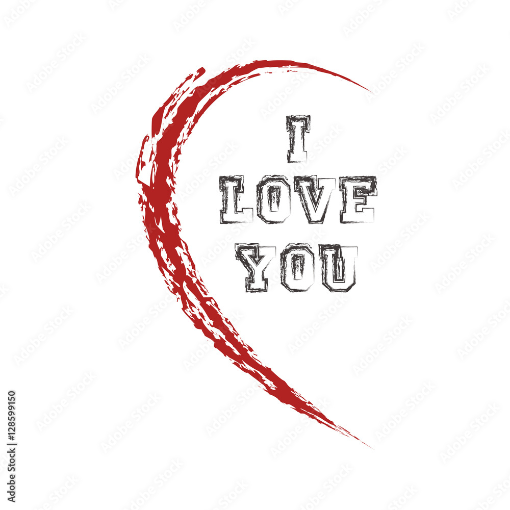 half heart with I love you Stock Vector | Adobe Stock
