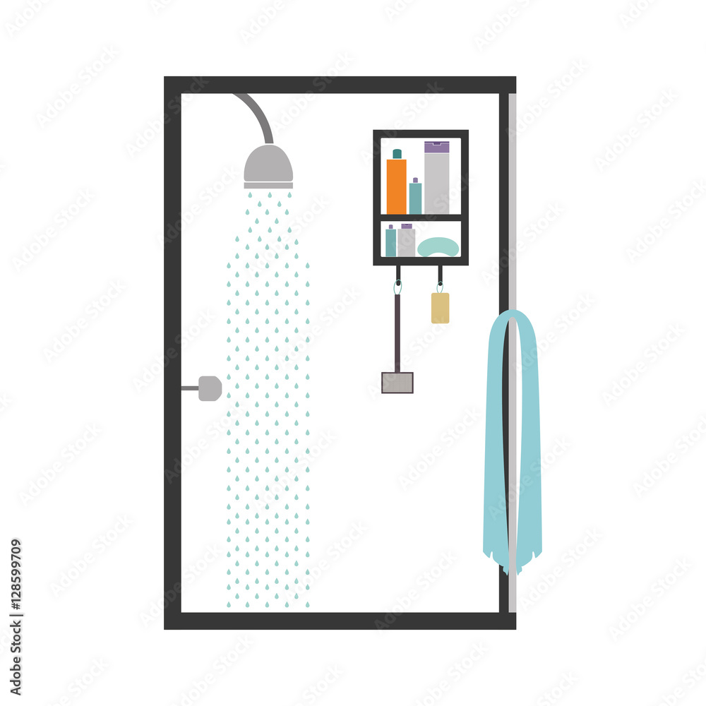 silhouette color bathroom with the shower open vector illustration ...