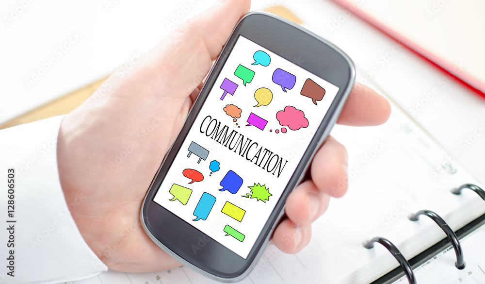 Communication concept on a smartphone Stock Photo | Adobe Stock