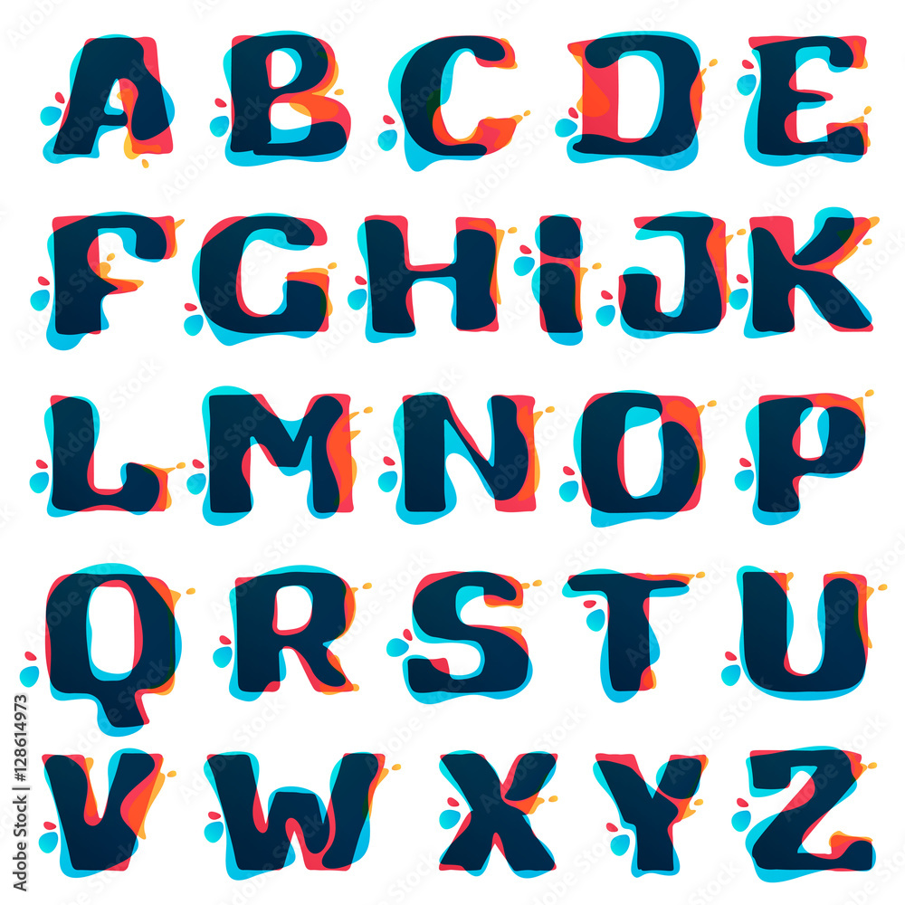 Alphabet logos with colorful watercolor splashes. Stock Vector | Adobe ...