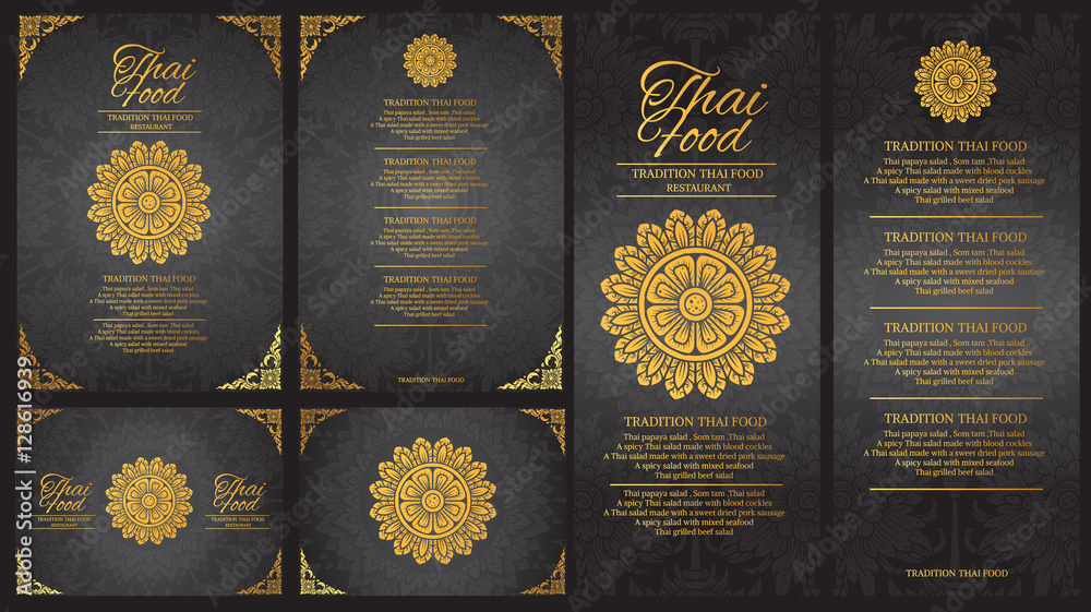 vector thai food restaurant menu template.thai tradition backgro Stock ...