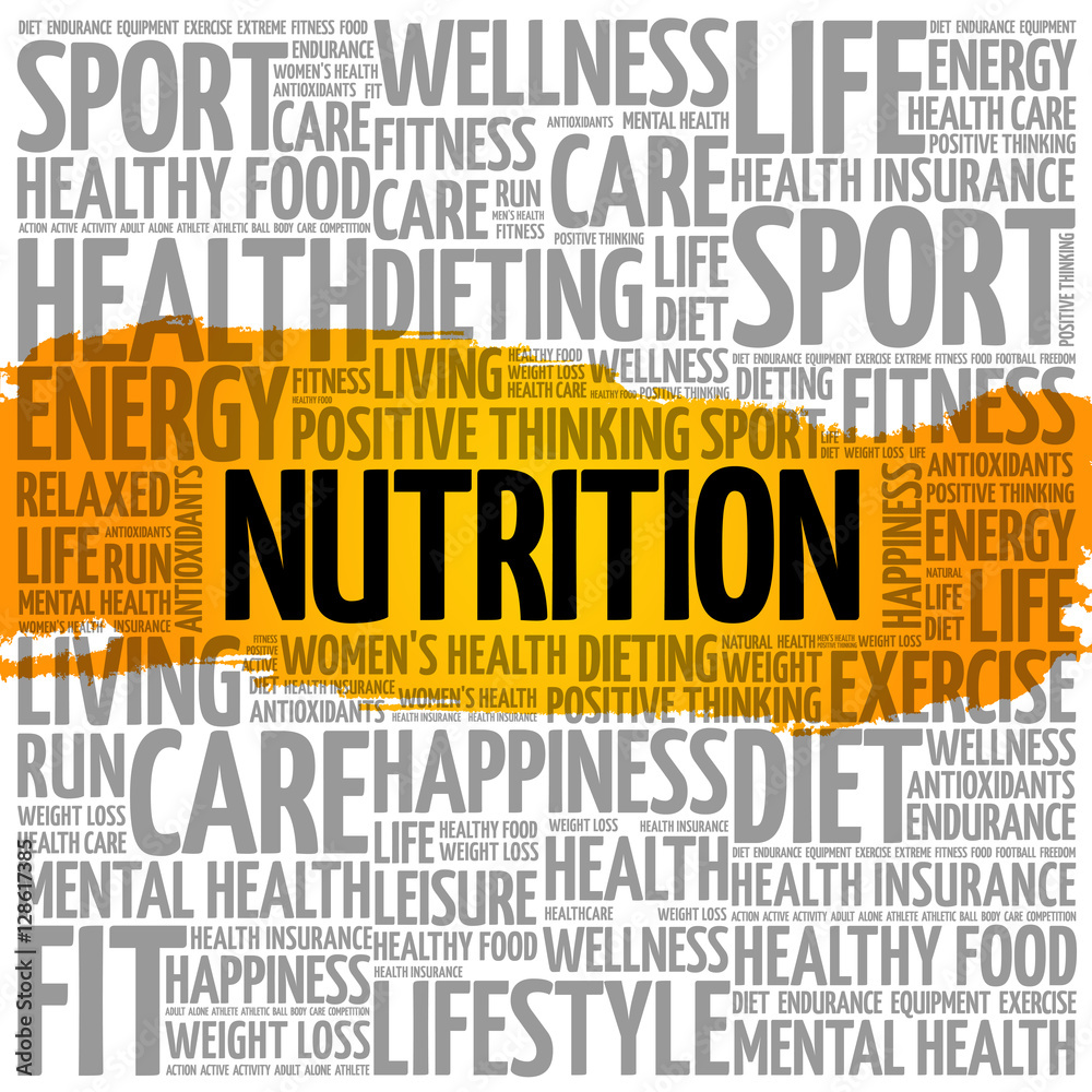 Nutrition word cloud collage, health concept background Stock Vector ...