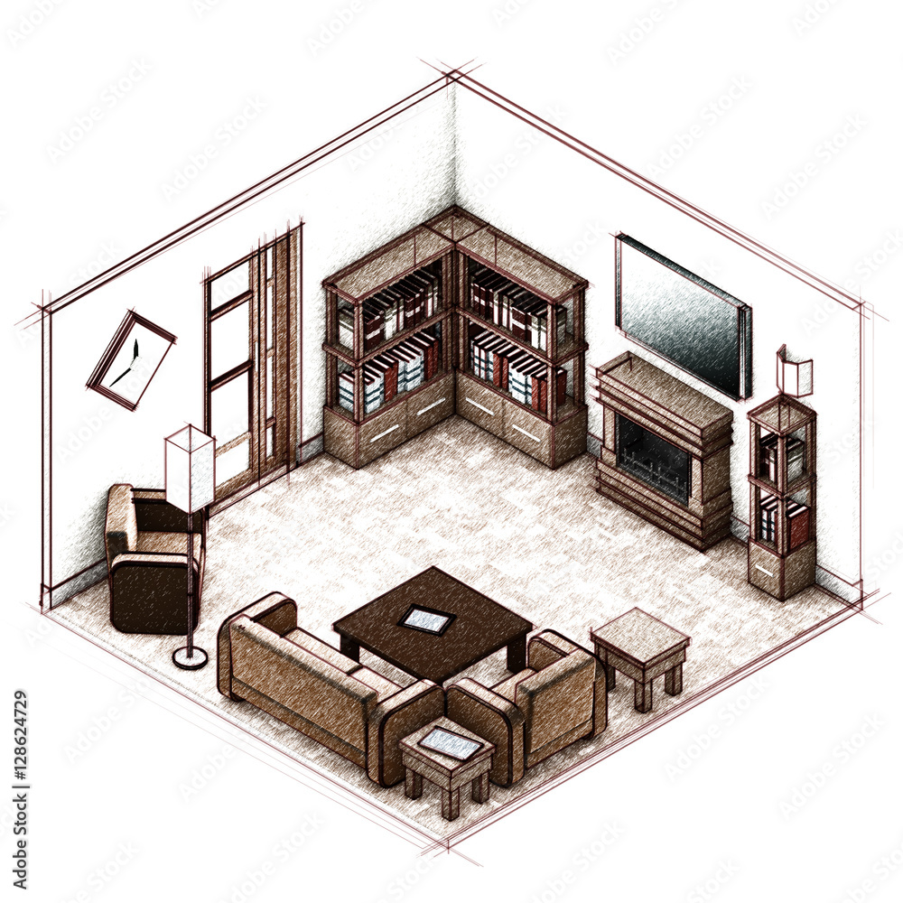 Soggiorno disegno Stock Illustration | Adobe Stock