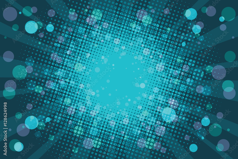 Holiday blue pop art background with rays Stock Vector | Adobe Stock