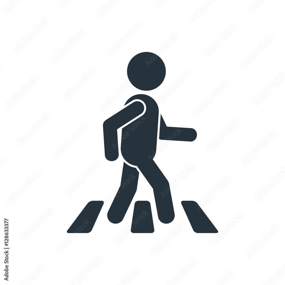 Pedestrian on crosswalk, vector simple sign. Pedestrian crossing icon ...