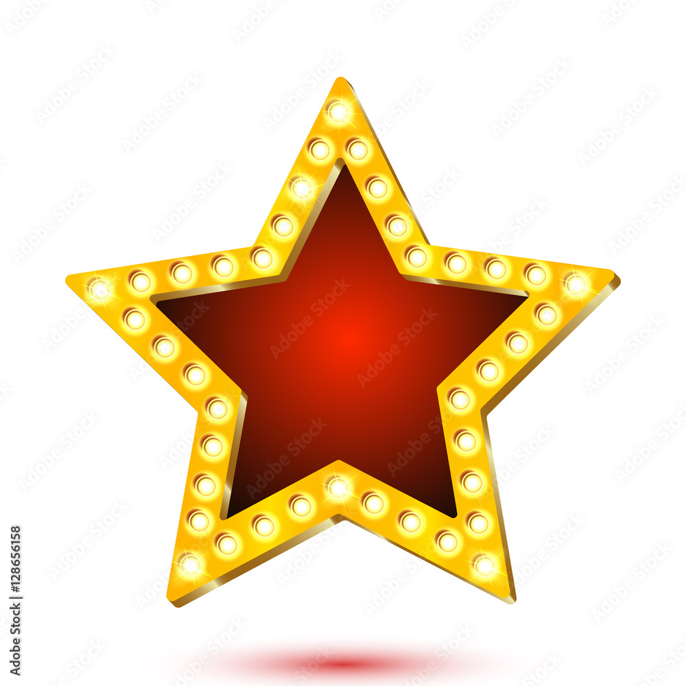 Vector illustration of banner red star frame with lights Stock Vector ...