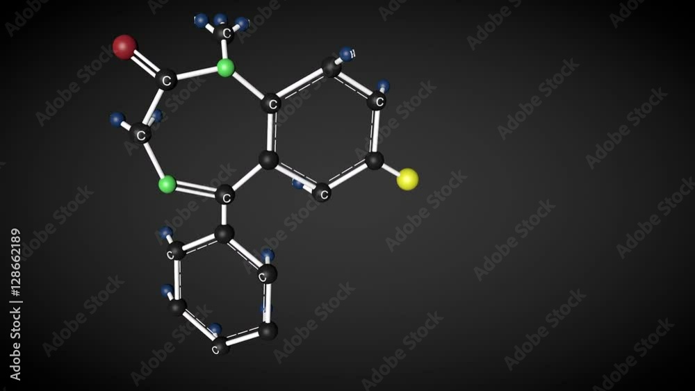Diazepam molecule structure. Chemical structure of valium molecule ...