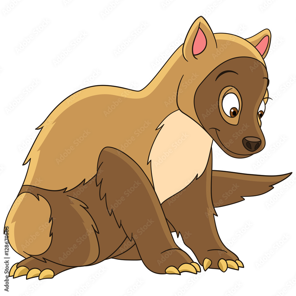 Cute and happy cartoon marten animal, isolated on white background ...