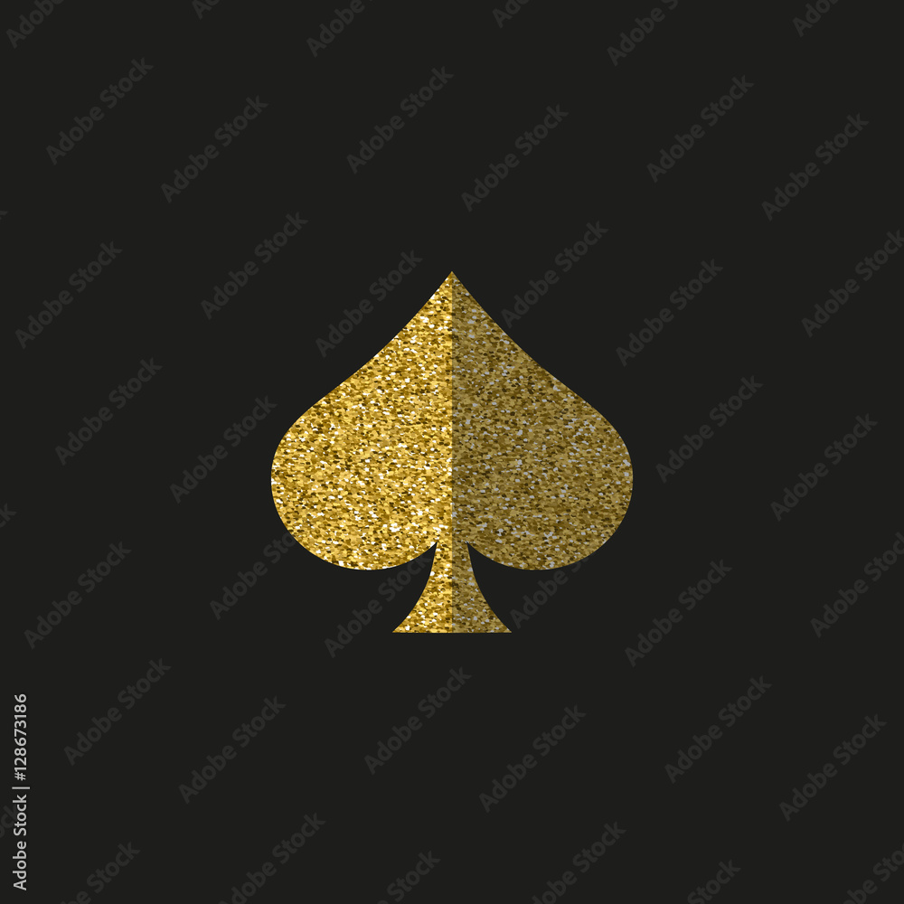 Poker and Casino. spades symbol in gold confetti on a dark background ...