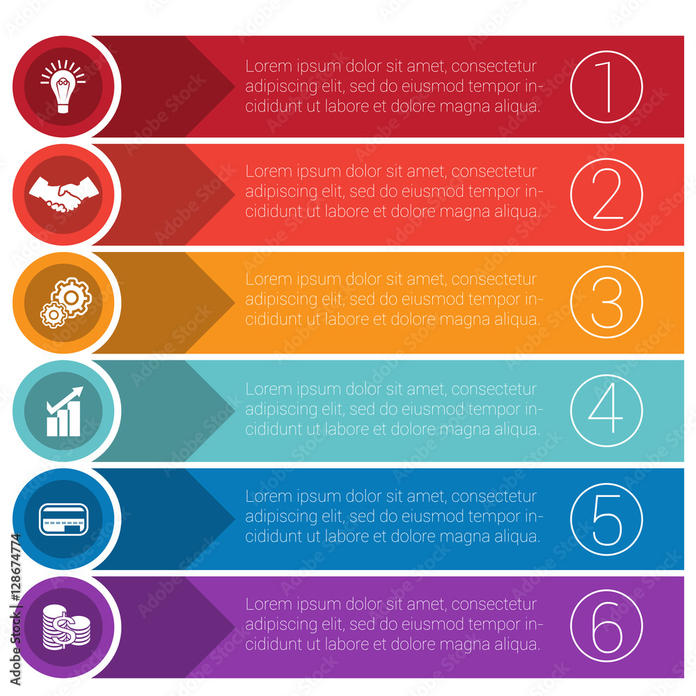 Templates infographics from strips for six positions. Stock Vector ...
